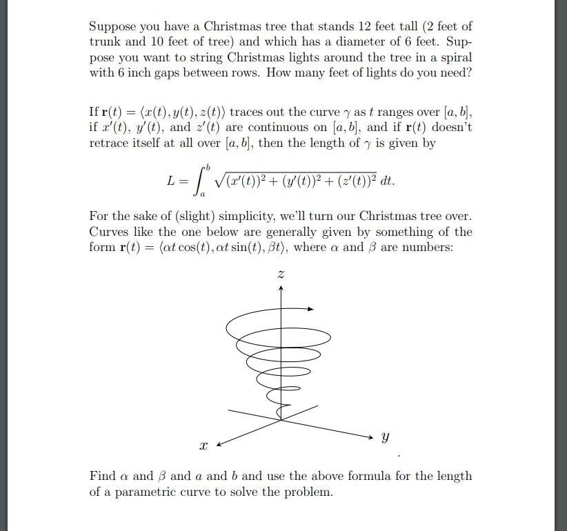Solved Suppose you have a Christmas tree that stands 12 feet | Chegg.com