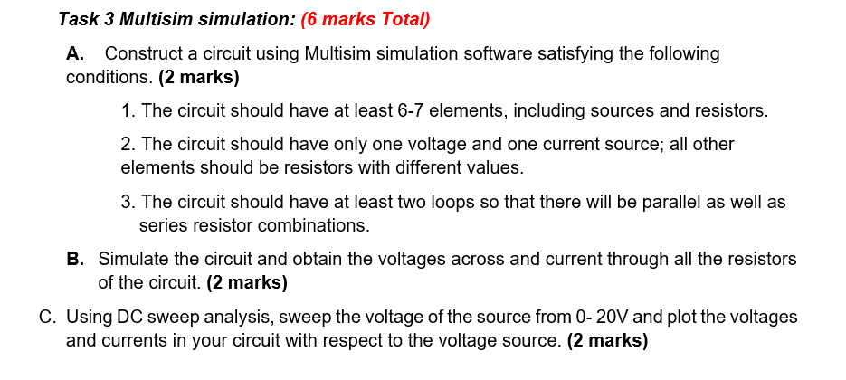 Solved Task 3 Multisim simulation: (6 marks Total) Construct | Chegg.com