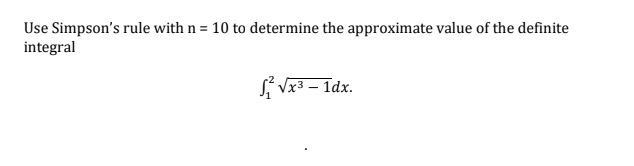 Solved Use Simpson's rule with n=10 ﻿to determine the | Chegg.com