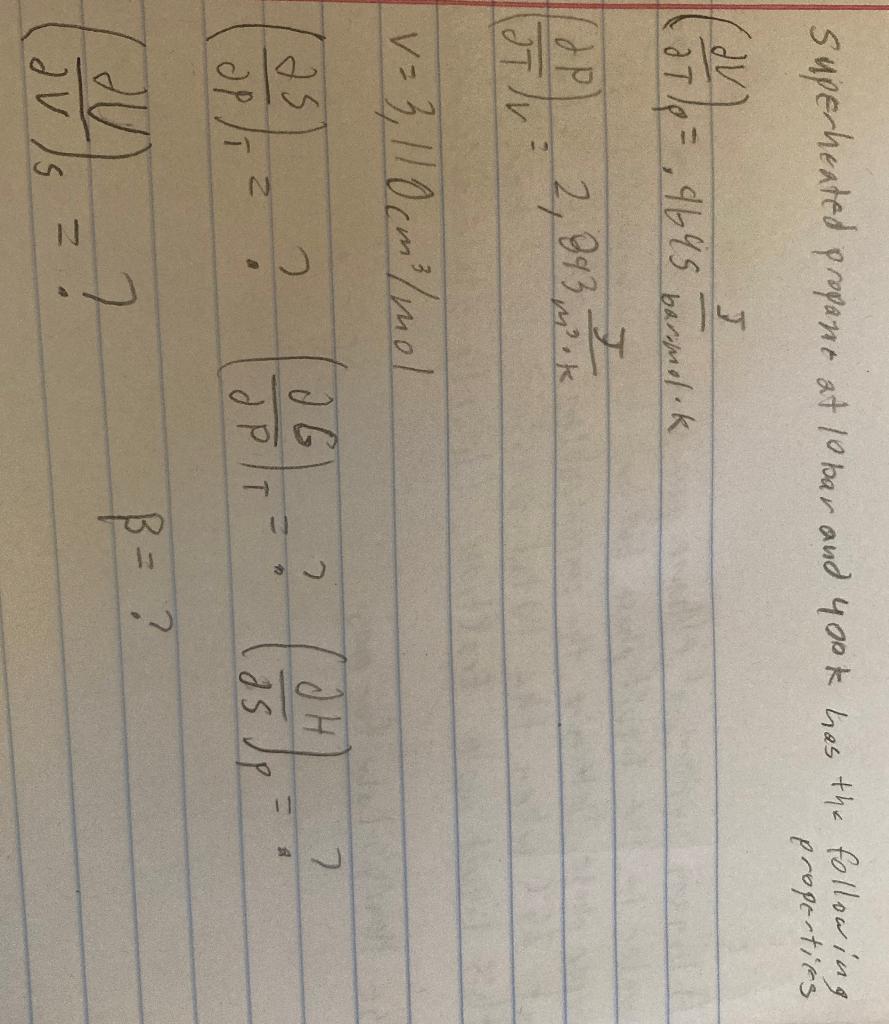 Solved superheated propane at 10 bar and 40ok has the | Chegg.com