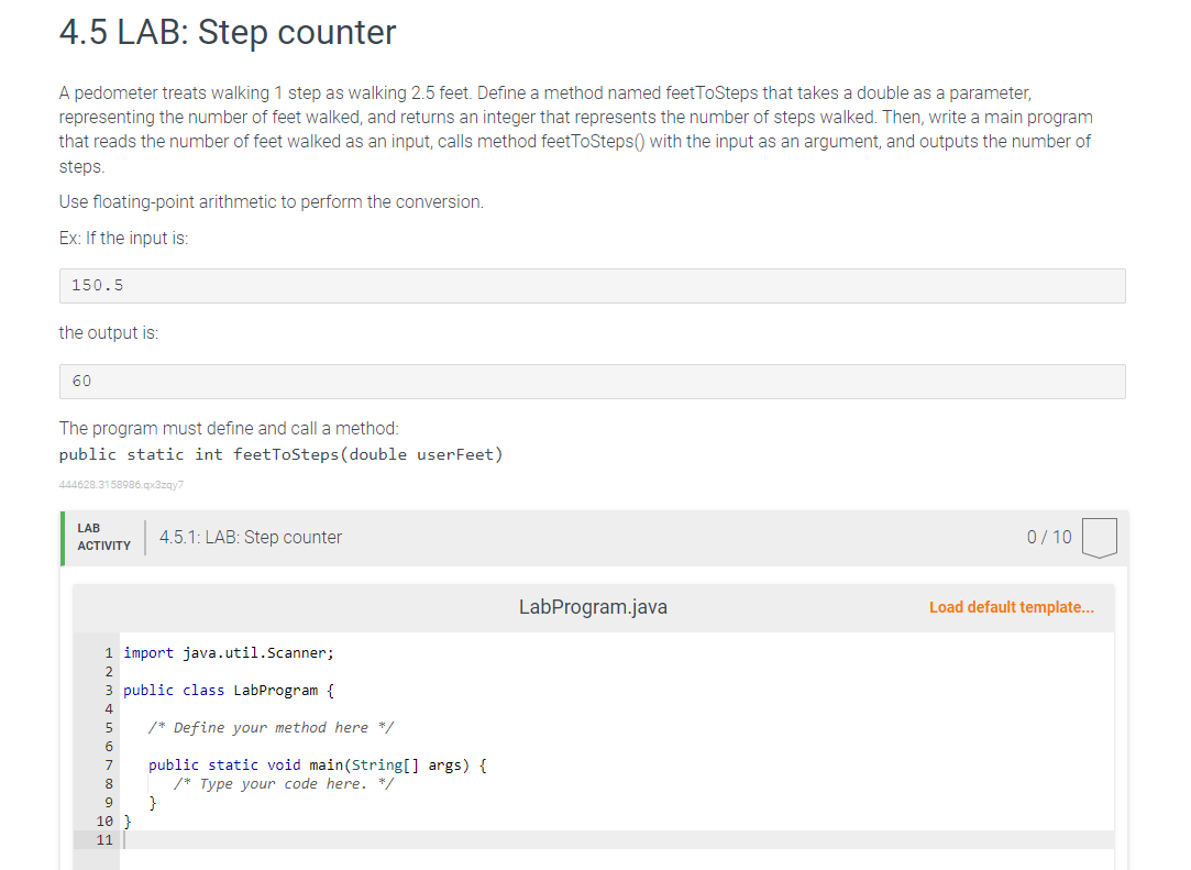 Solved 4.5 LAB: Step counter A pedometer treats walking 1 | Chegg.com Solved 4.5 LAB: Step counter A pedometer treats walking 1 | Chegg.com