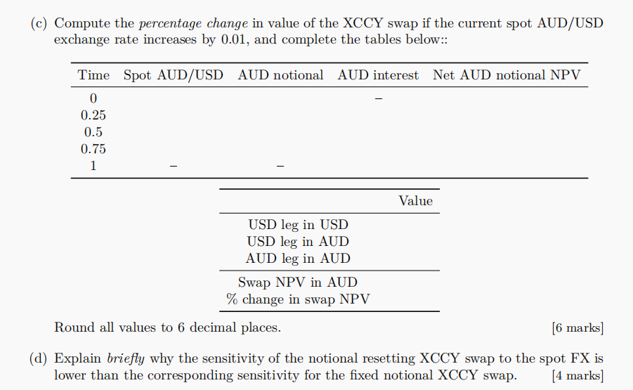4. Consider a resetting notional XCCY swap with | Chegg.com