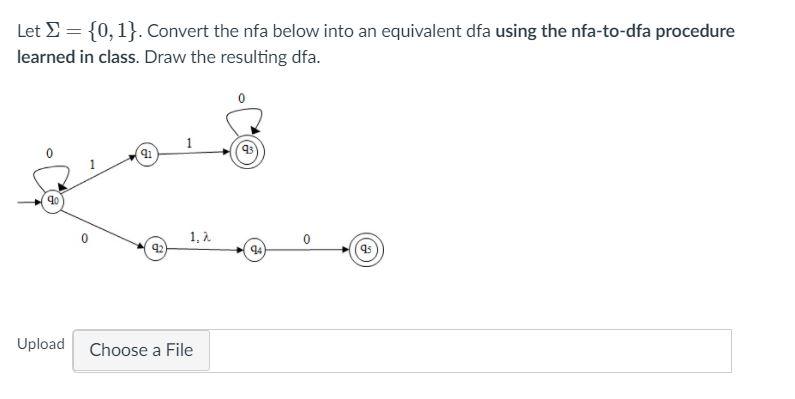 Solved Let = {0,1}. Convert the nfa below into an equivalent | Chegg.com