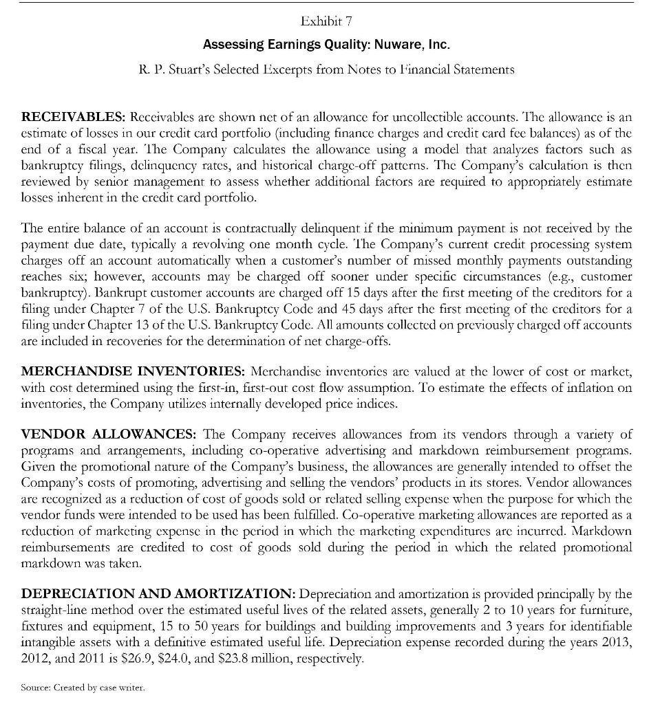 Solved Assessing Earnings Quality: Nuware, Inc. Jack | Chegg.com