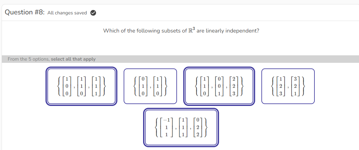 Solved Question #8: All changes savedWhich of the following | Chegg.com