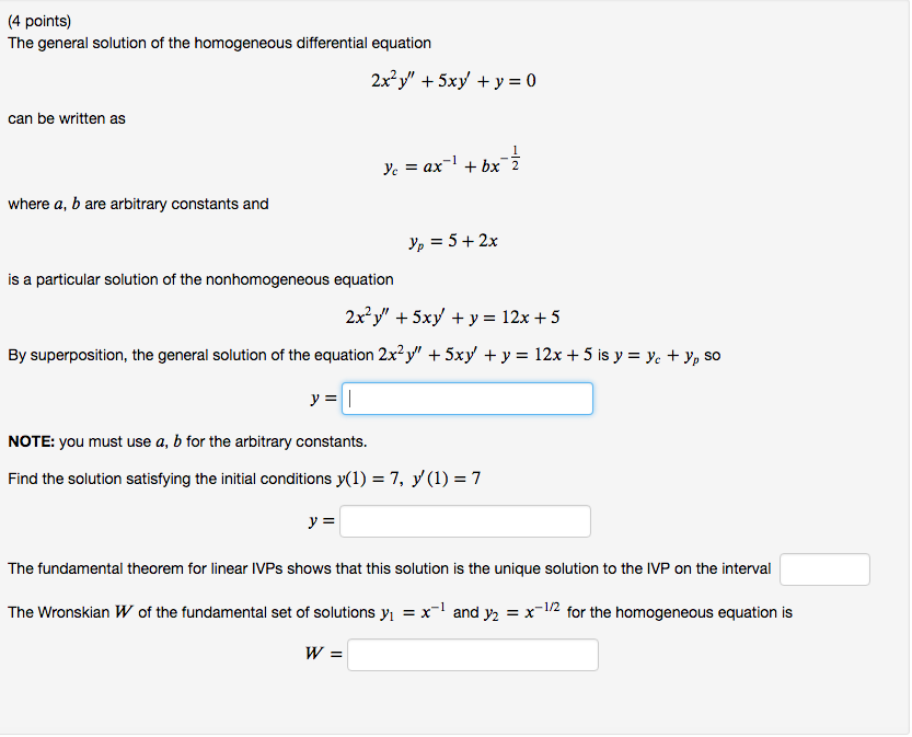 Solved (4 points) The general solution of the homogeneous | Chegg.com