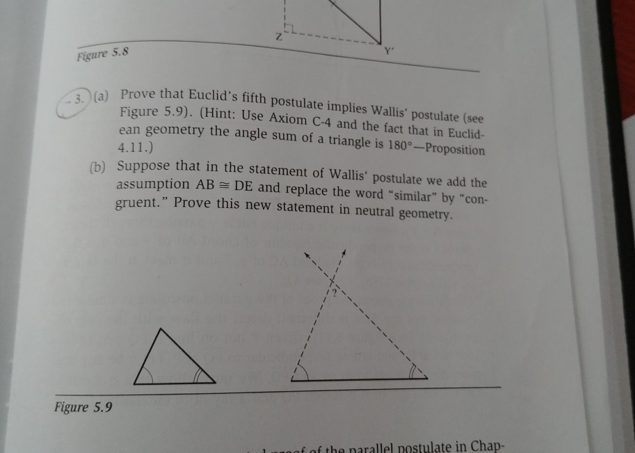 Solved Y' Figure S.s Prove that Euclid's fifth postulate | Chegg.com