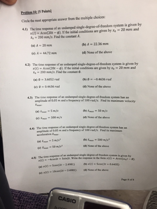 Solved Problem #4: 15 Points Circle the most appropriate | Chegg.com