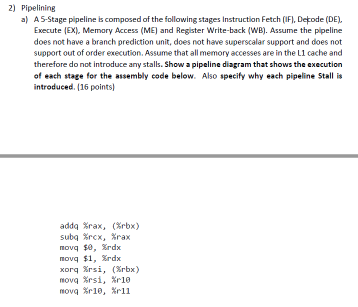 Solved A 5-Stage pipeline is composed of the following | Chegg.com