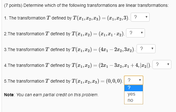 Solved (7 points) Determine which of the following | Chegg.com