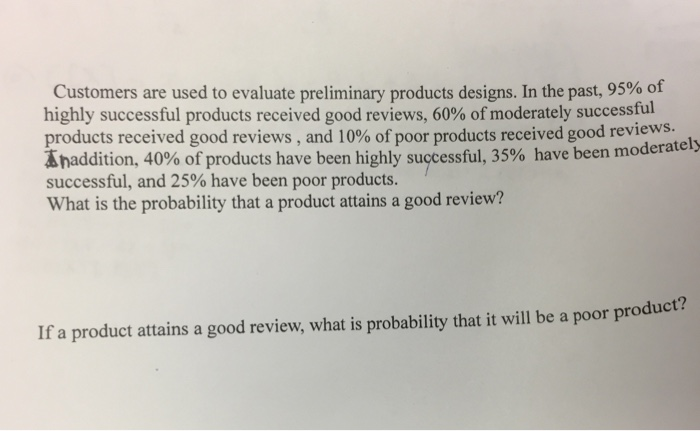 Solved Customers are used to evaluate preliminary products | Chegg.com