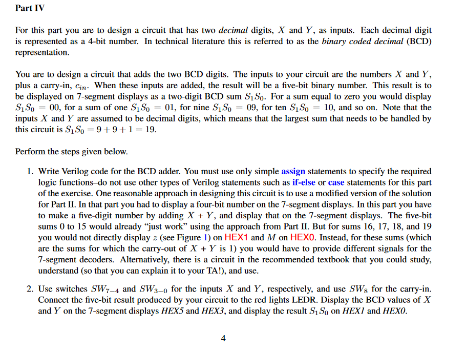 Solved Part IV Since your circuit handles only BCD digits, | Chegg.com