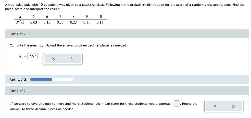 Solved A true-false quiz with 10 questions was given to a | Chegg.com