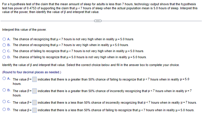 Solved For A Hypothesis Test Of The Claim That The Mean