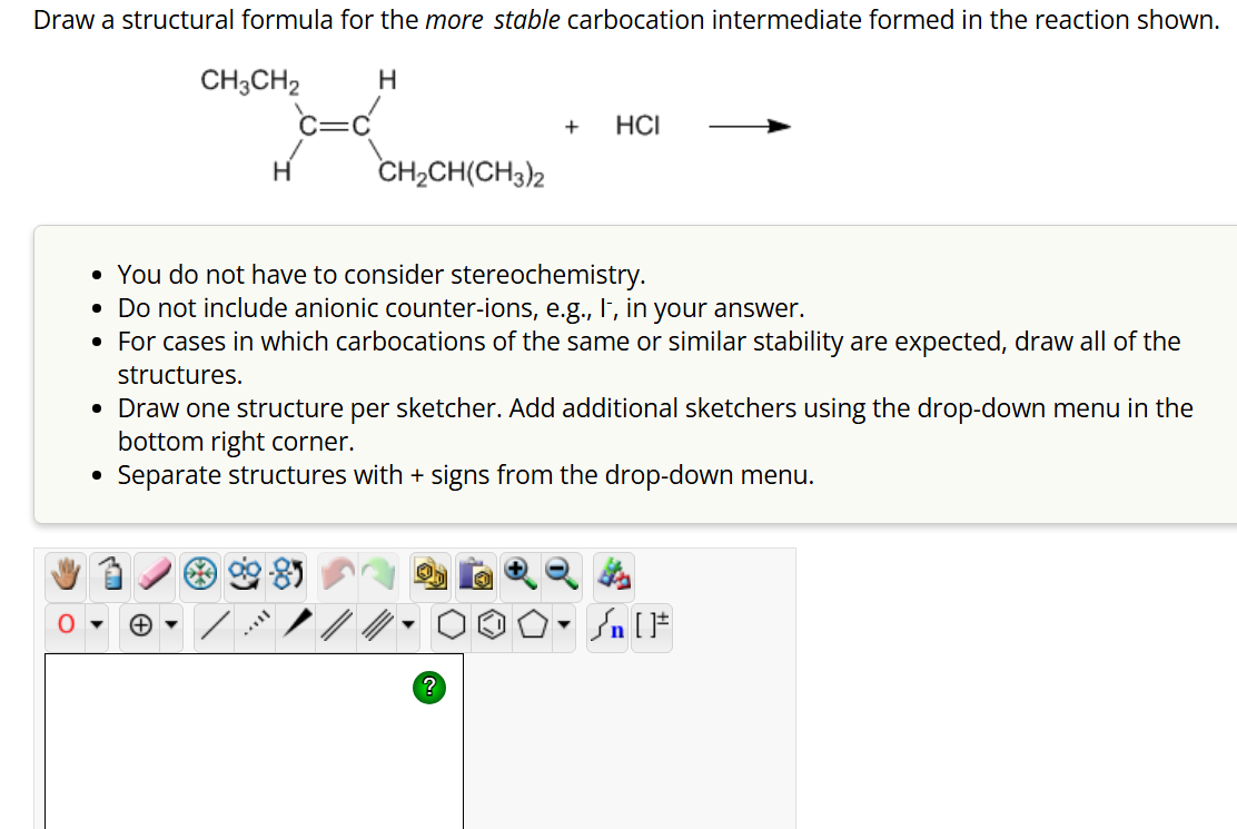 Solved Draw a structural formula for the more stable | Chegg.com