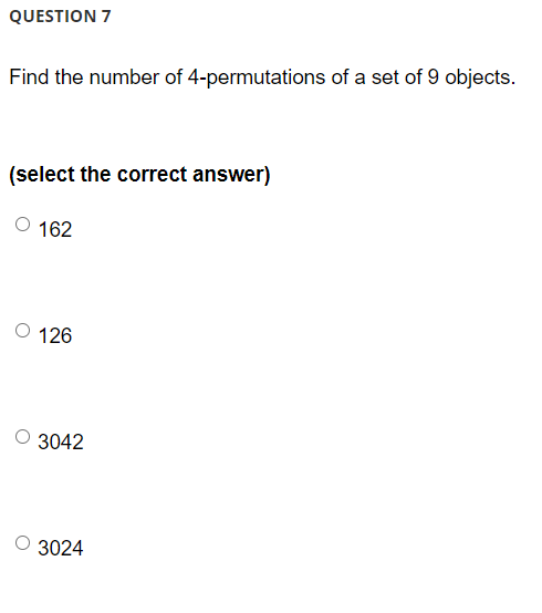 Question 7 Find The Number Of 4 Permutations Of A Set