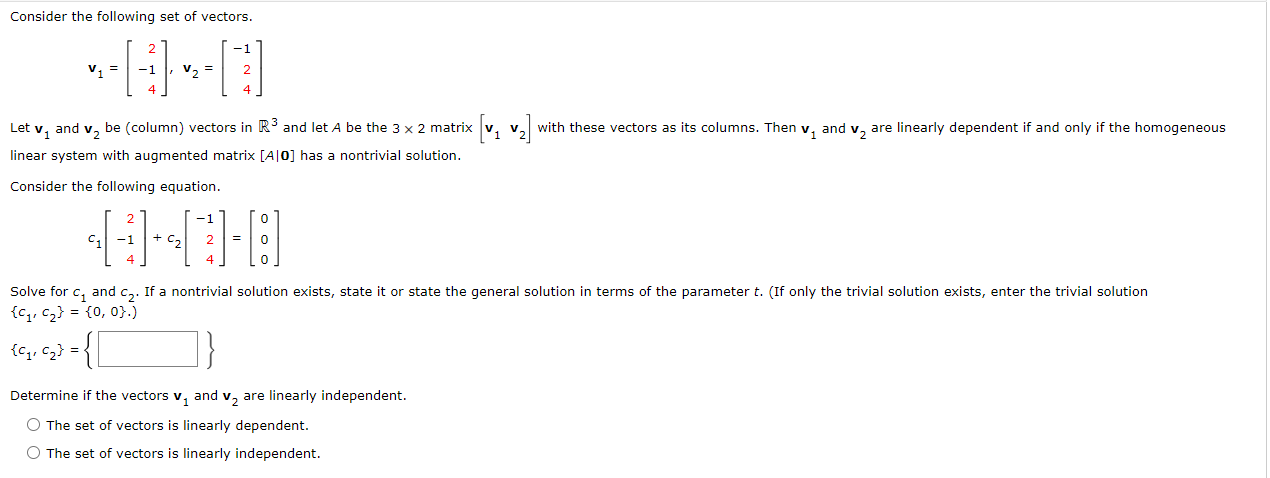 Solved Consider the following set of vectors. | Chegg.com
