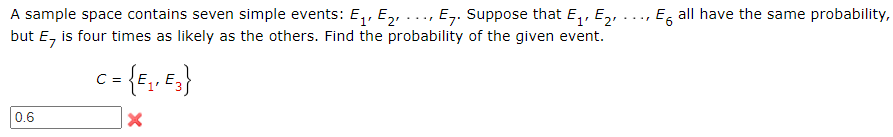 Solved A sample space contains seven simple events: | Chegg.com