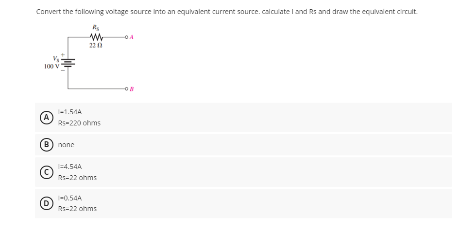 Solved Convert the following voltage source into an | Chegg.com