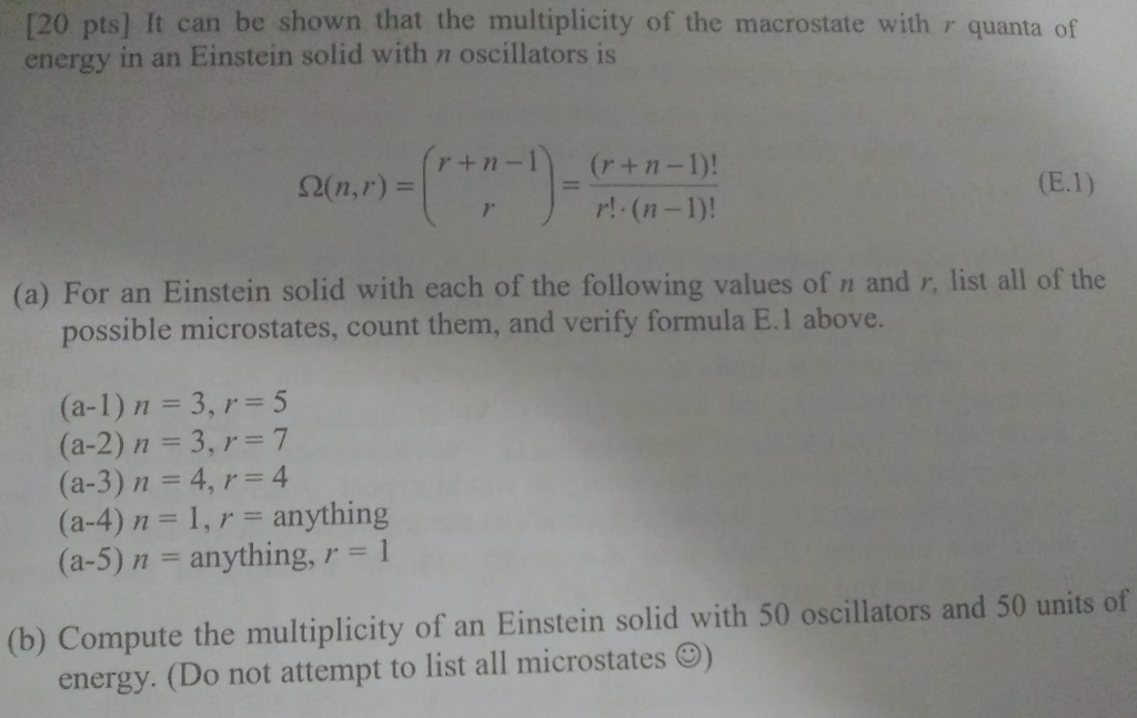 Solved [20 pts] It can be shown that the multiplicity of the | Chegg.com