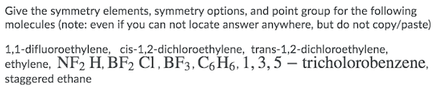 Solved Give the symmetry elements, symmetry options, and | Chegg.com