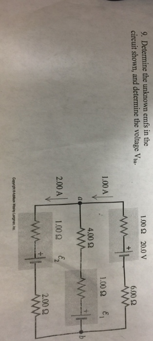 Solved 9. Determine the unknown emfs in the circuit shown, | Chegg.com