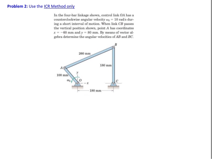 Solved Problem 2: Use the ICR Method only In the four-bar | Chegg.com