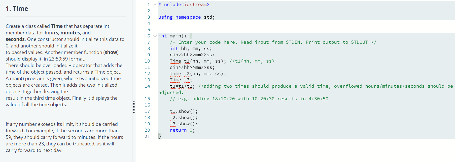 Solved 1 V Include 1 Time 2 3 Using Namespace Std 4 