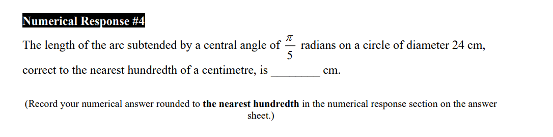 Solved Numerical Response \#4 The length of the arc | Chegg.com