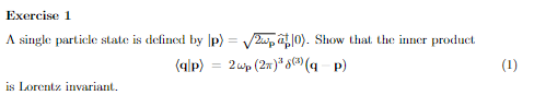 Solved Exercise 1Λ ﻿single particle state is defined by |p:. | Chegg.com