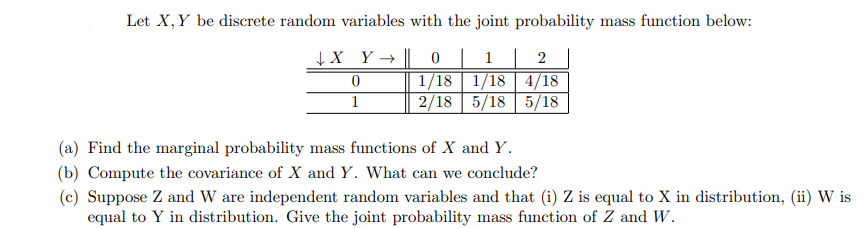 Solved Let X Y Be Discrete Random Variables With The Joint