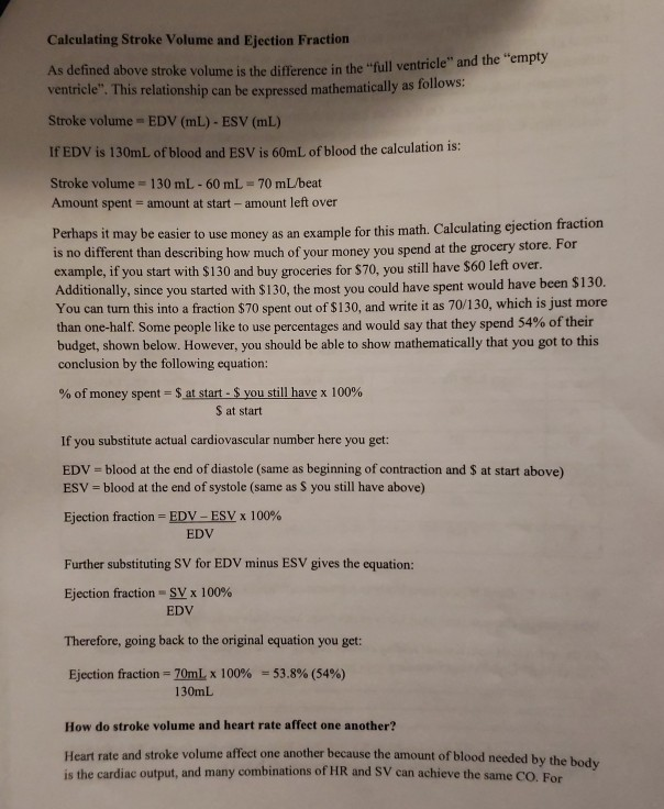 Solved Cardiovascular Mathematics Introduction output (CO) | Chegg.com