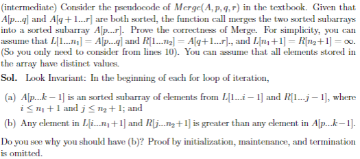 Solved (intermediate) Consider the pseudocode of Merge(A, | Chegg.com Solved (intermediate) Consider the pseudocode of Merge(A, | Chegg.com