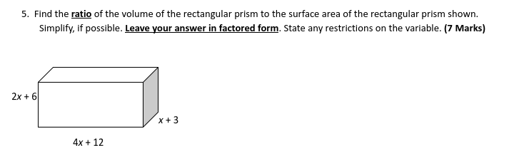 Solved 5. Find the ratio of the volume of the rectangular | Chegg.com