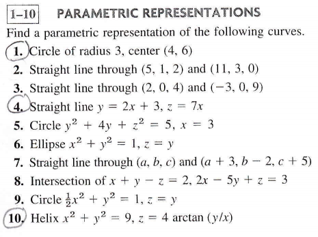 Solved 1-10 PARAMETRIC REPRESENTATIONS Find a parametric | Chegg.com