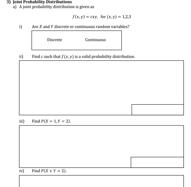 Solved 3) Joint Probability Distributions a) A joint | Chegg.com