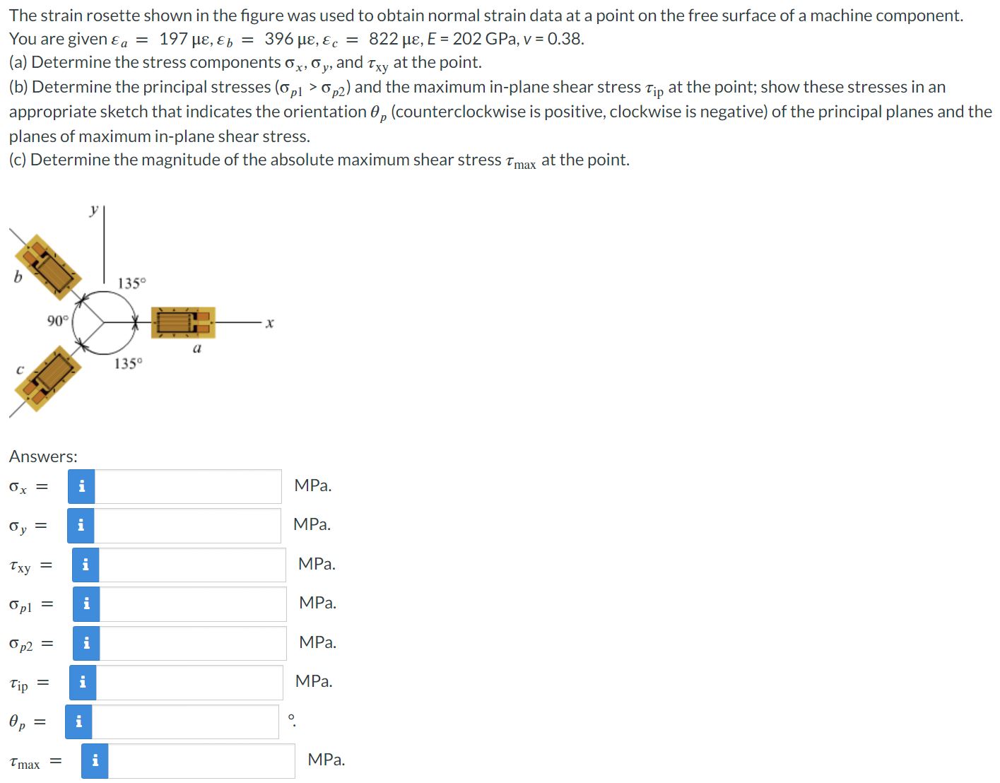 Solved The strain rosette shown in the figure was used to | Chegg.com