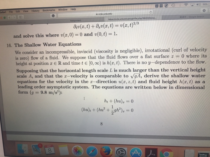 Solved The shallow Water Equations We consider an | Chegg.com