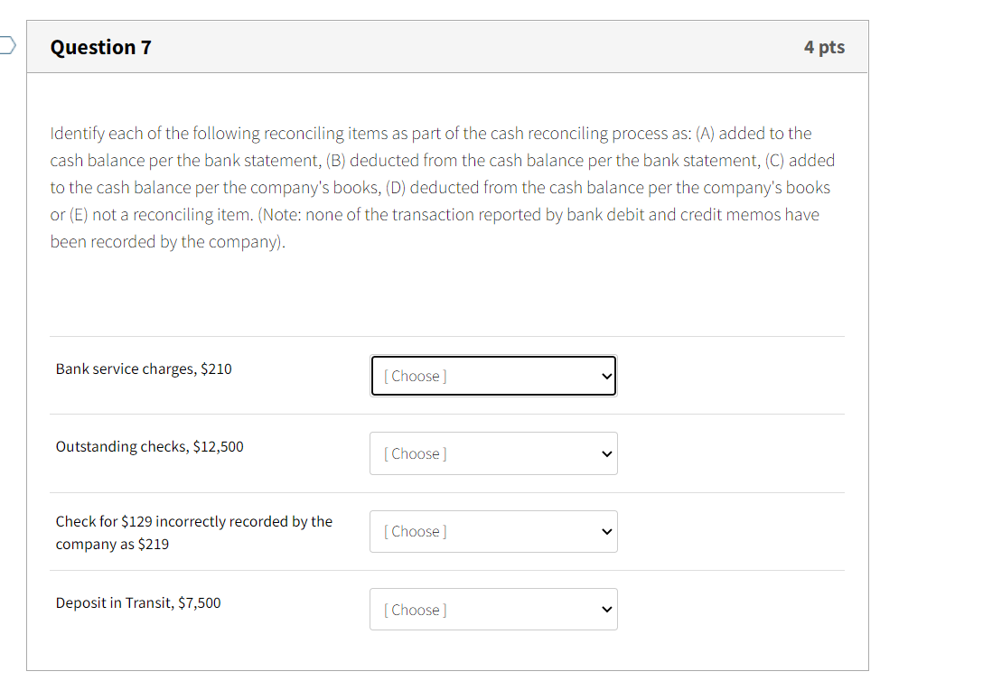 Solved Identify each of the following reconciling items as | Chegg.com