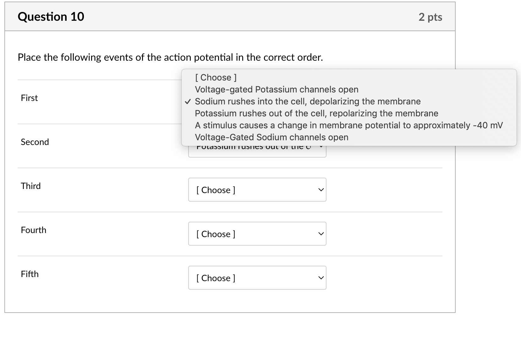 Solved Question 10Place the following events of the action | Chegg.com