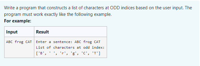 Solved Write a program that constructs a list of characters | Chegg.com