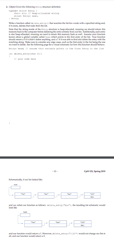 Solved 2. (12pts) Given the following Entry structure | Chegg.com
