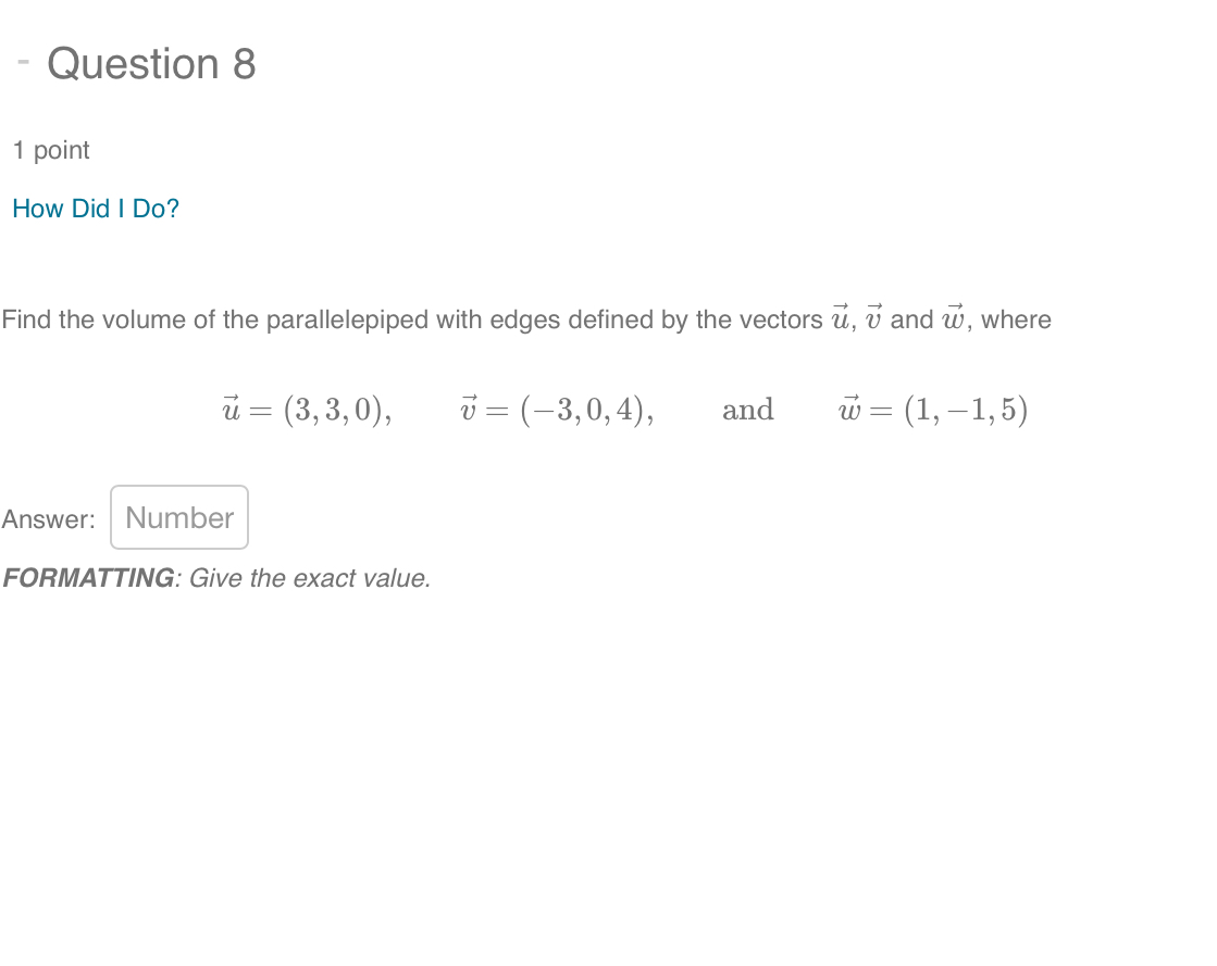 Solved 1 ﻿pointHow Did I Do?Find the volume of the | Chegg.com