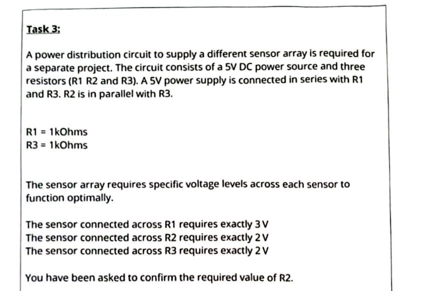 Task 3: A power distribution circuit to supply a | Chegg.com