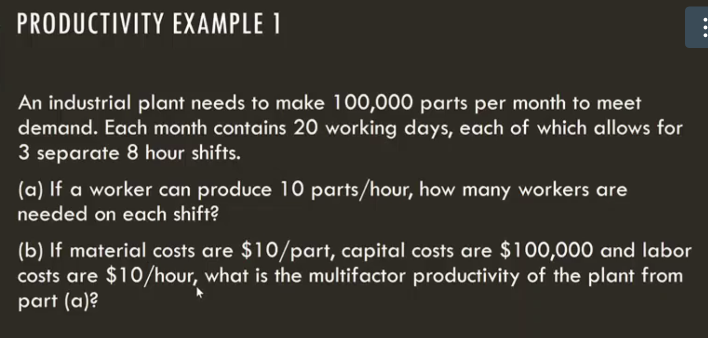 Solved PRODUCTIVITY EXAMPLE I An industrial plant needs to | Chegg.com