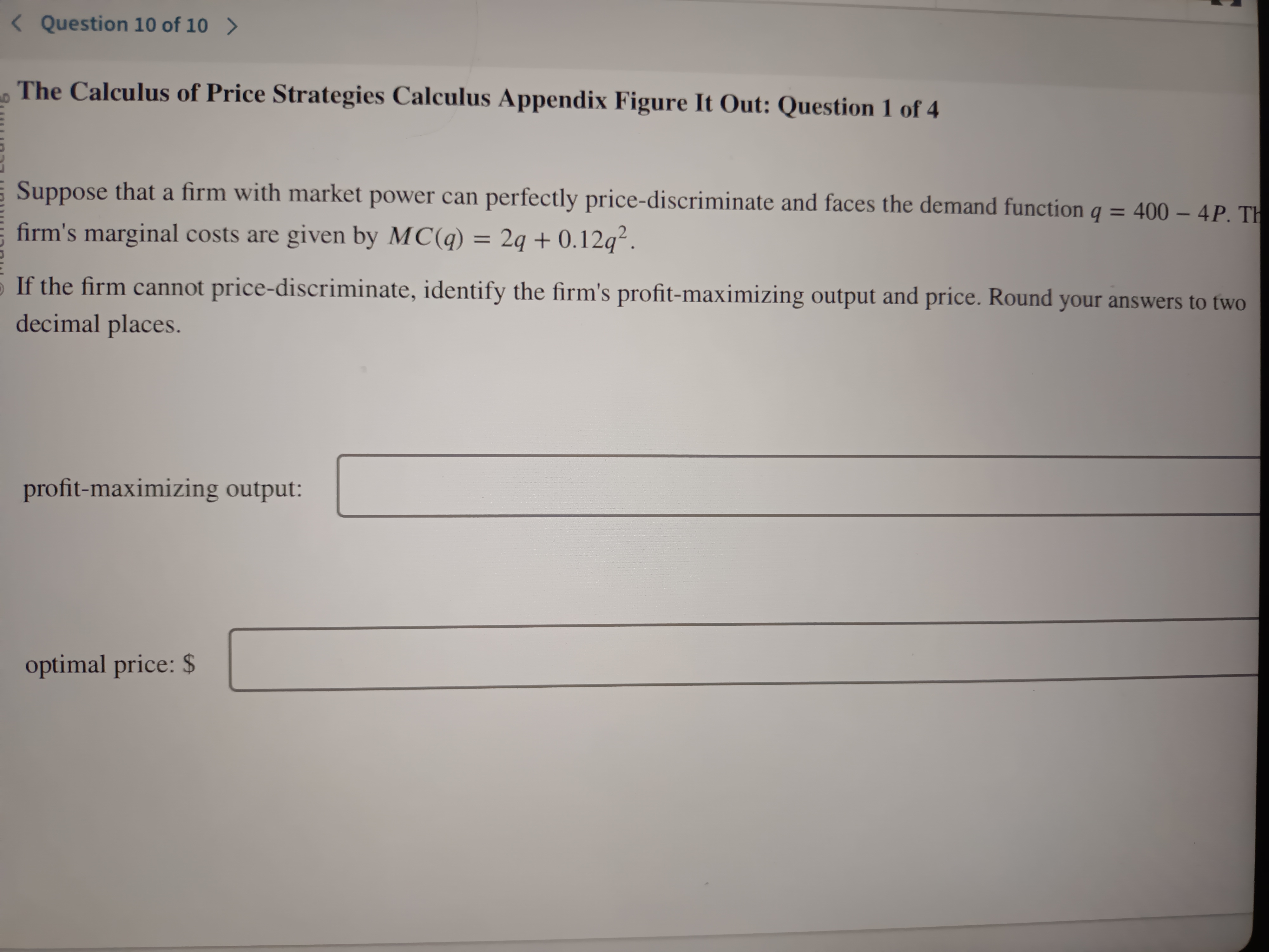 Solved The Calculus of Price Strategies Calculus Appendix | Chegg.com