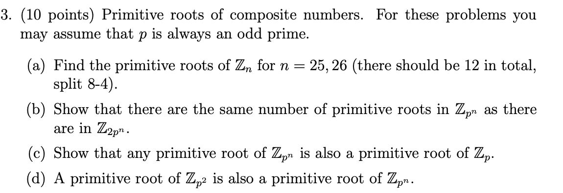 Solved (10 ﻿points) ﻿Primitive roots of composite numbers. | Chegg.com