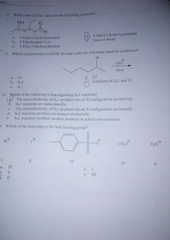 Solved me: 11. What is the IUPAC name for the following | Chegg.com