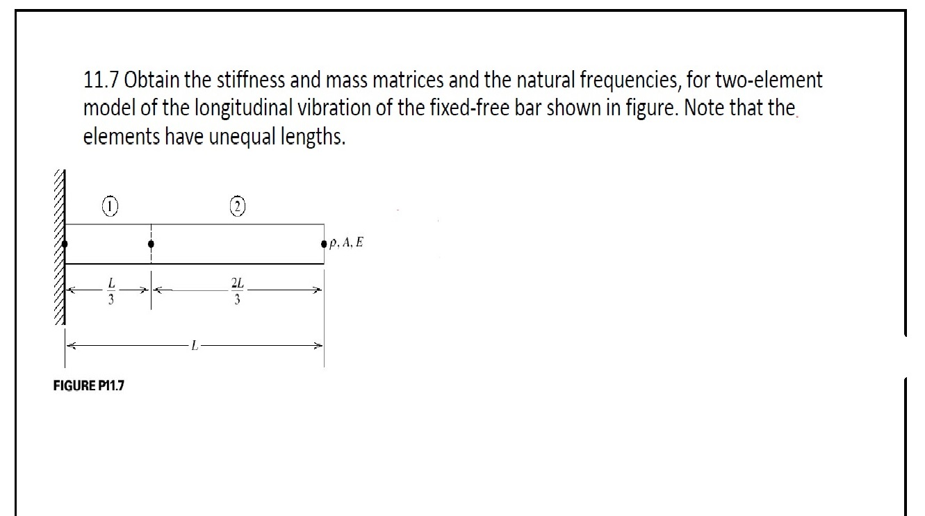 Solved 11.7 Obtain the stiffness and mass matrices and the | Chegg.com