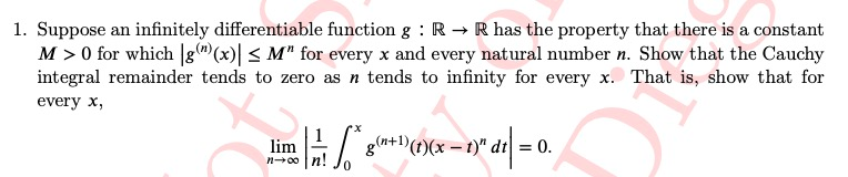 Solved 1. Suppose an infinitely differentiable function g: R | Chegg.com